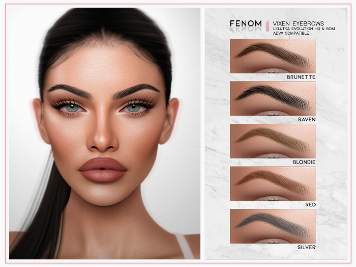 Second Life Marketplace - Fenom. Vixen Eyebrows [Lelutka HD & EvoX BoM / ADVX]